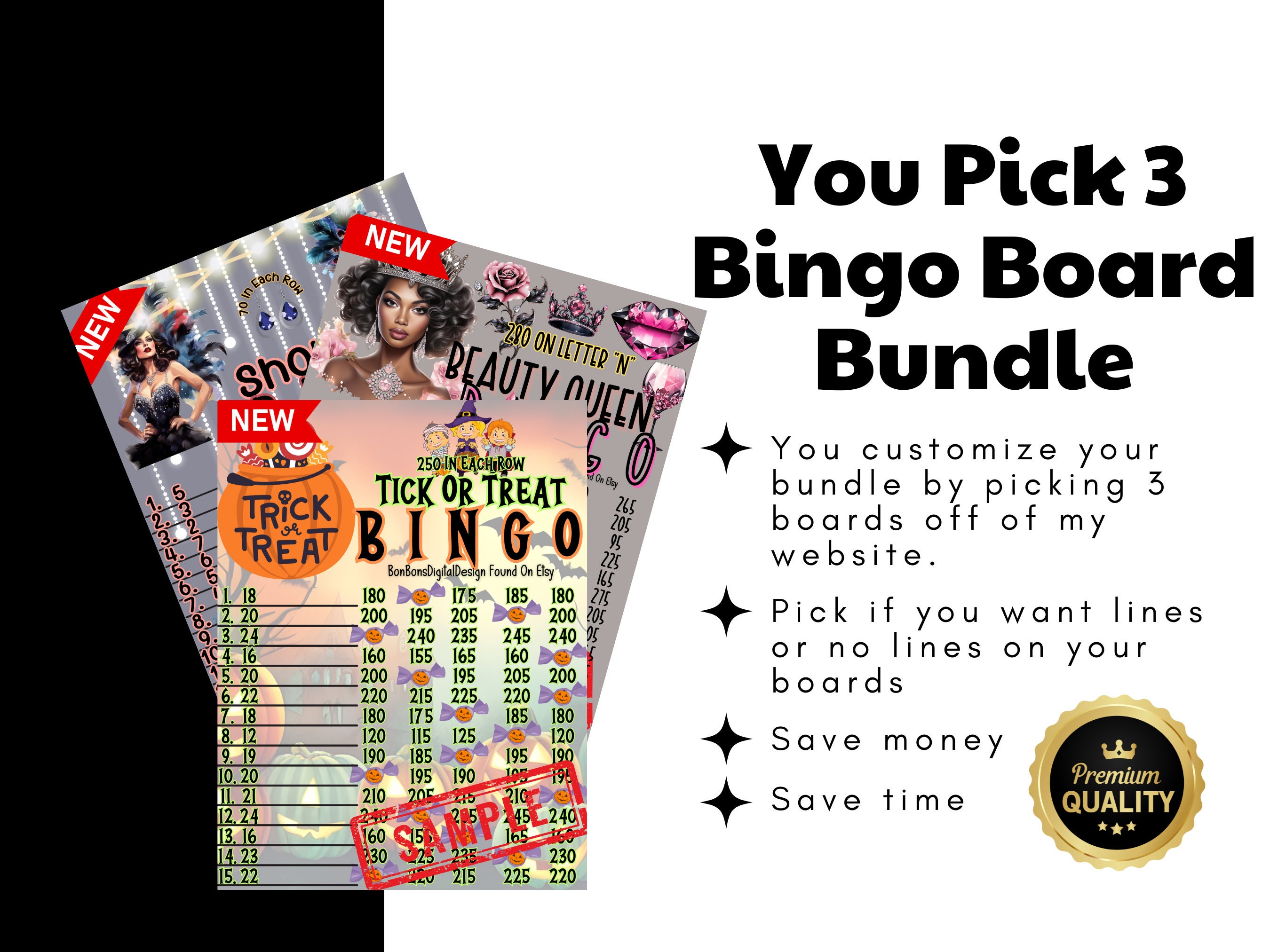 Bingo Board Bundle Buy 3 Get 1 FREE , PYP WTA Pro Hr 15 Line Bingo ...