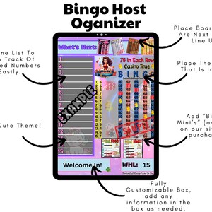 Bingo Host Organizer Template for 15 Line Bingo Board , WTA PYP Pro HR ...