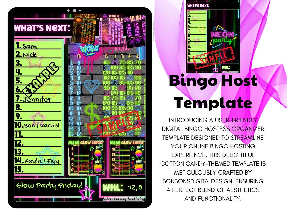 Bingo Host Organizer Template for 15 Line Bingo Board WTA - Etsy