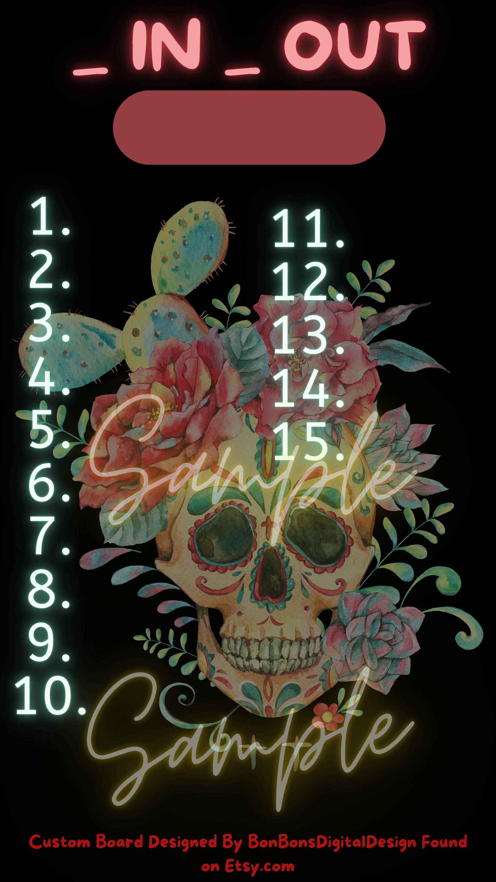 Sugar Skull Bingo Board 15 Line Bingo Board Digital Bingo - Etsy