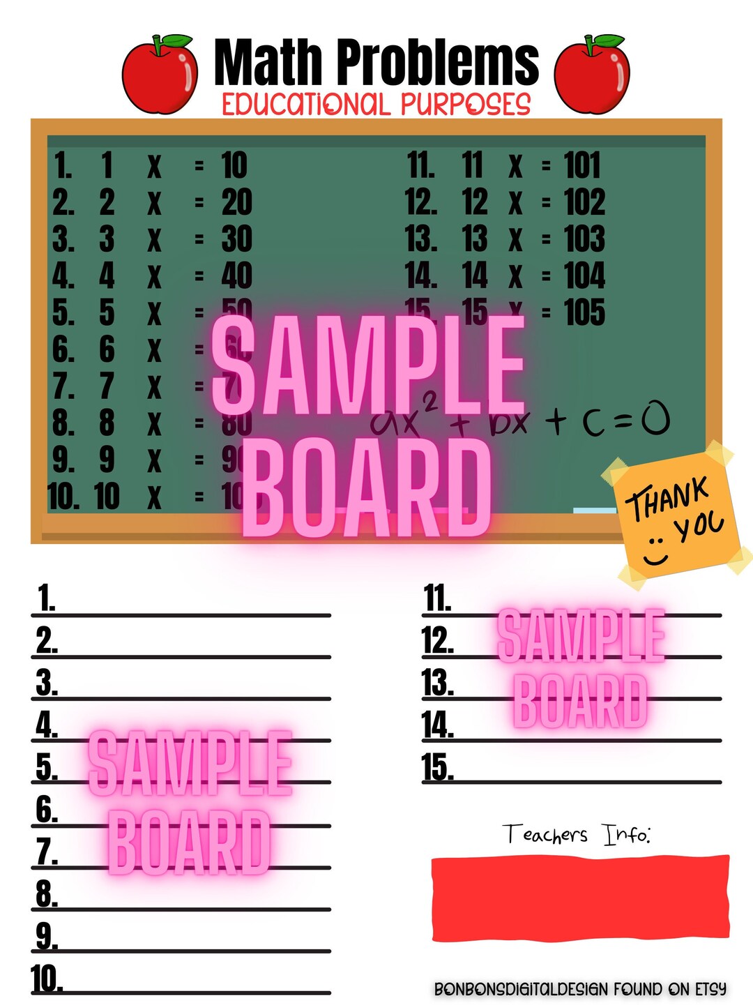 Math Problems PYP 15 Line Bingo Board, Math Bingo, Classroom Bingo, PYP ...