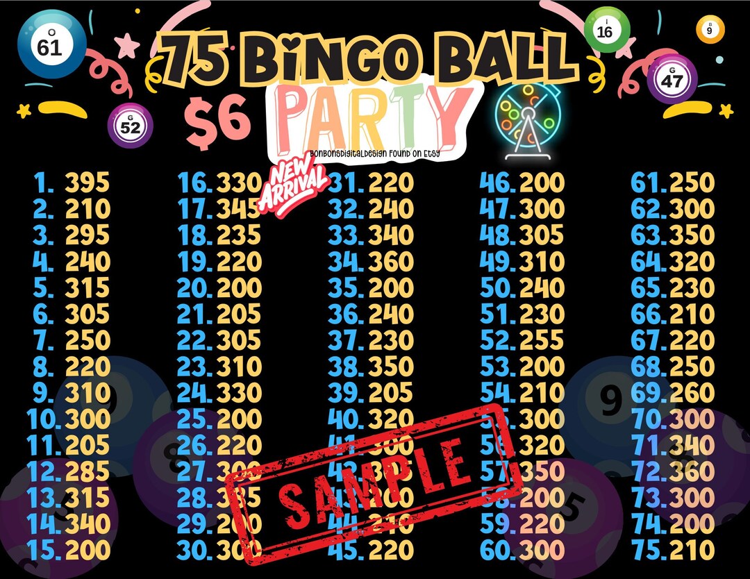 Last Ball Standing 75 Ball Bingo Board - Etsy