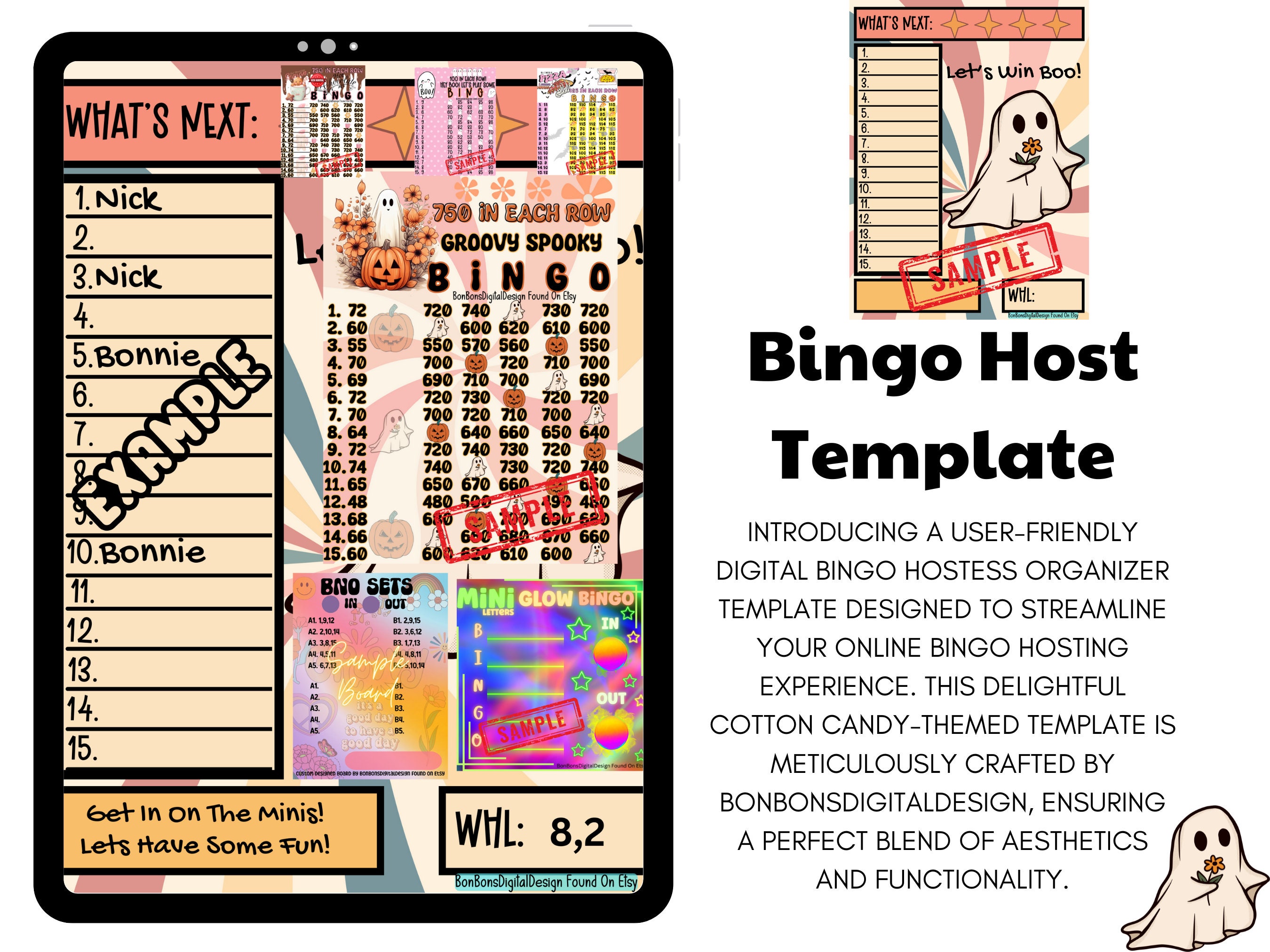 Bingo Host Organizer Template for 15 Line Bingo Board , WTA PYP Pro HR ...