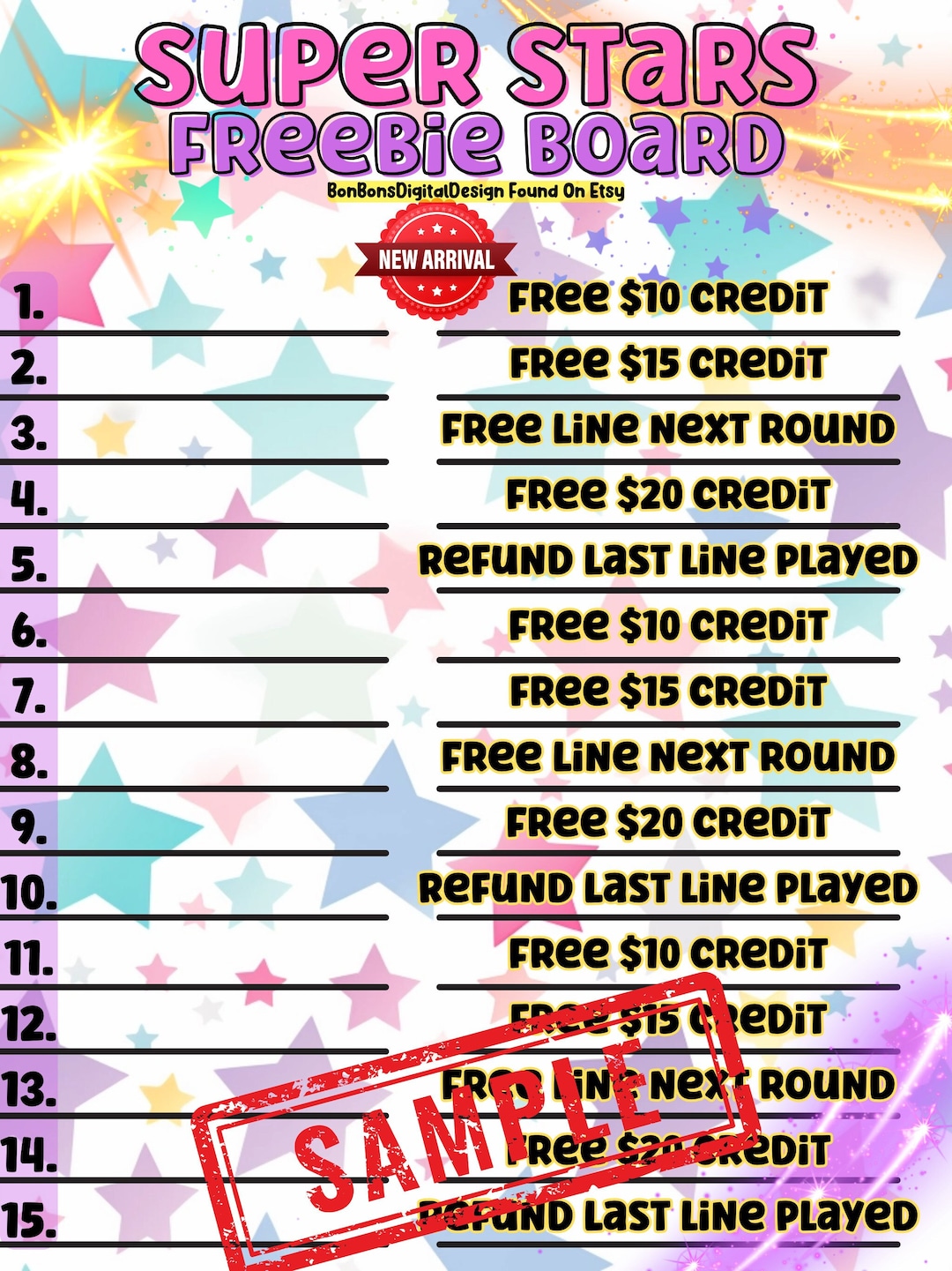 Super Stars PYP Freebie Bingo Board, Customer Appreciation Bingo Board ...