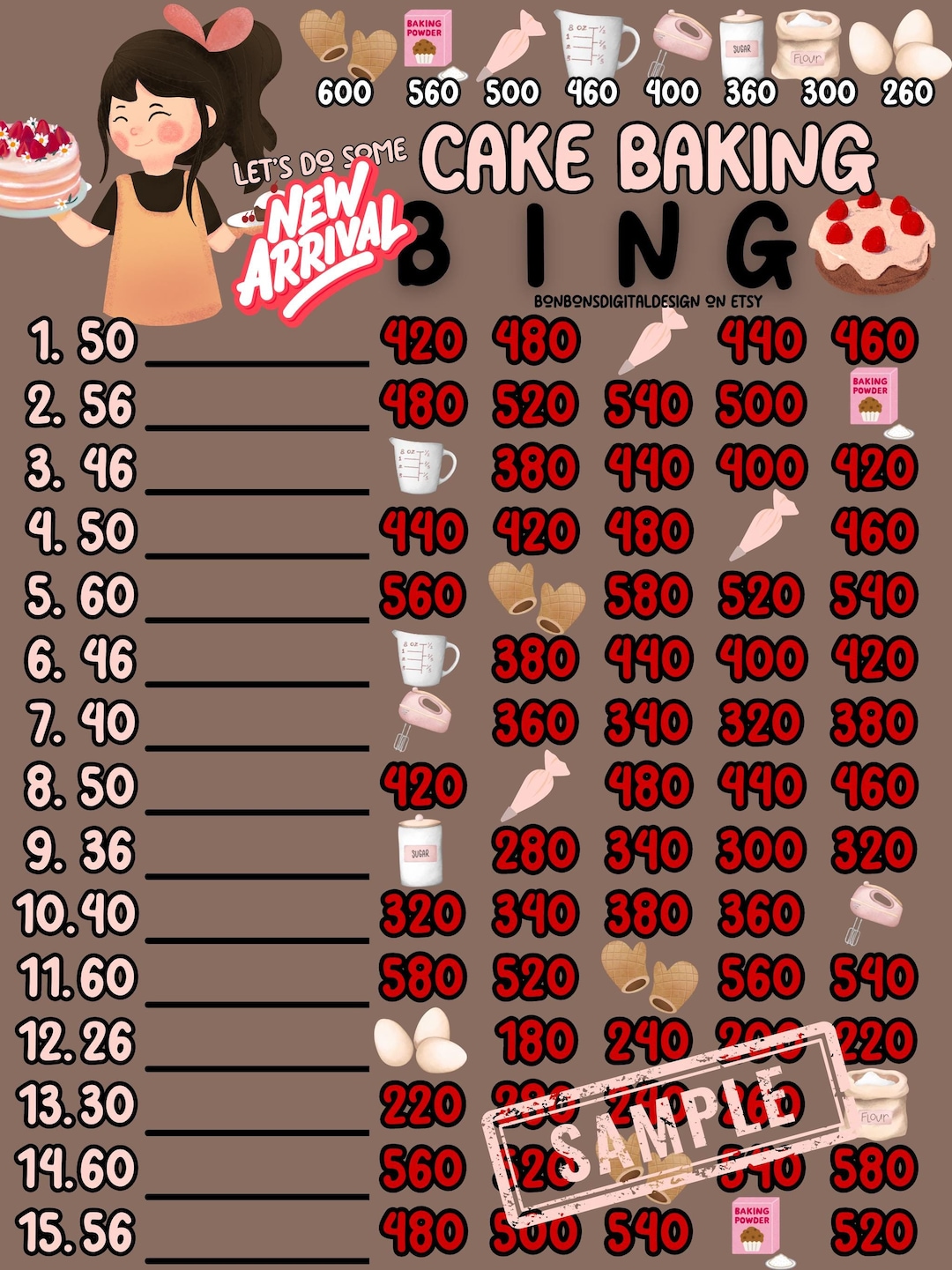Bingo 600 Pro PYP HR 15 Line Bingo Board, Multi Win Bingo, Baking Bingo ...