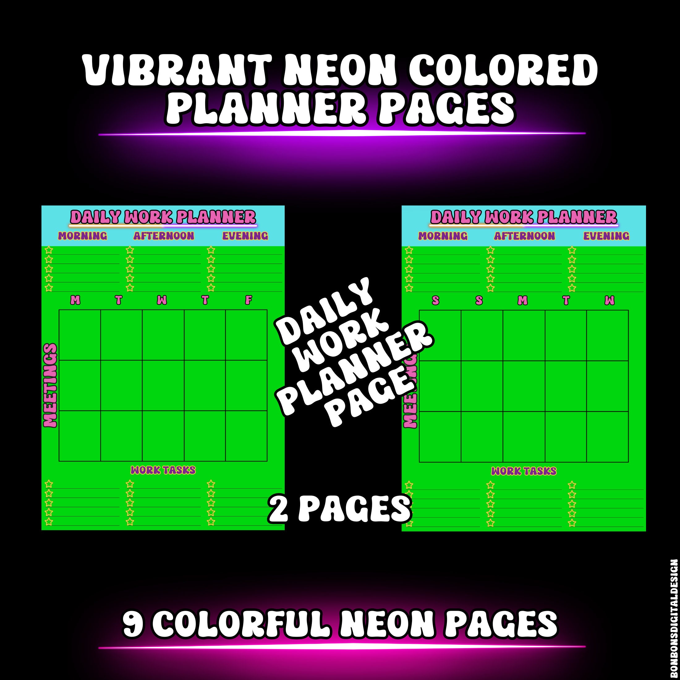 Vibrant Neon Planner Pages and Covers for Goodnotes, Daily Life Tracker ...