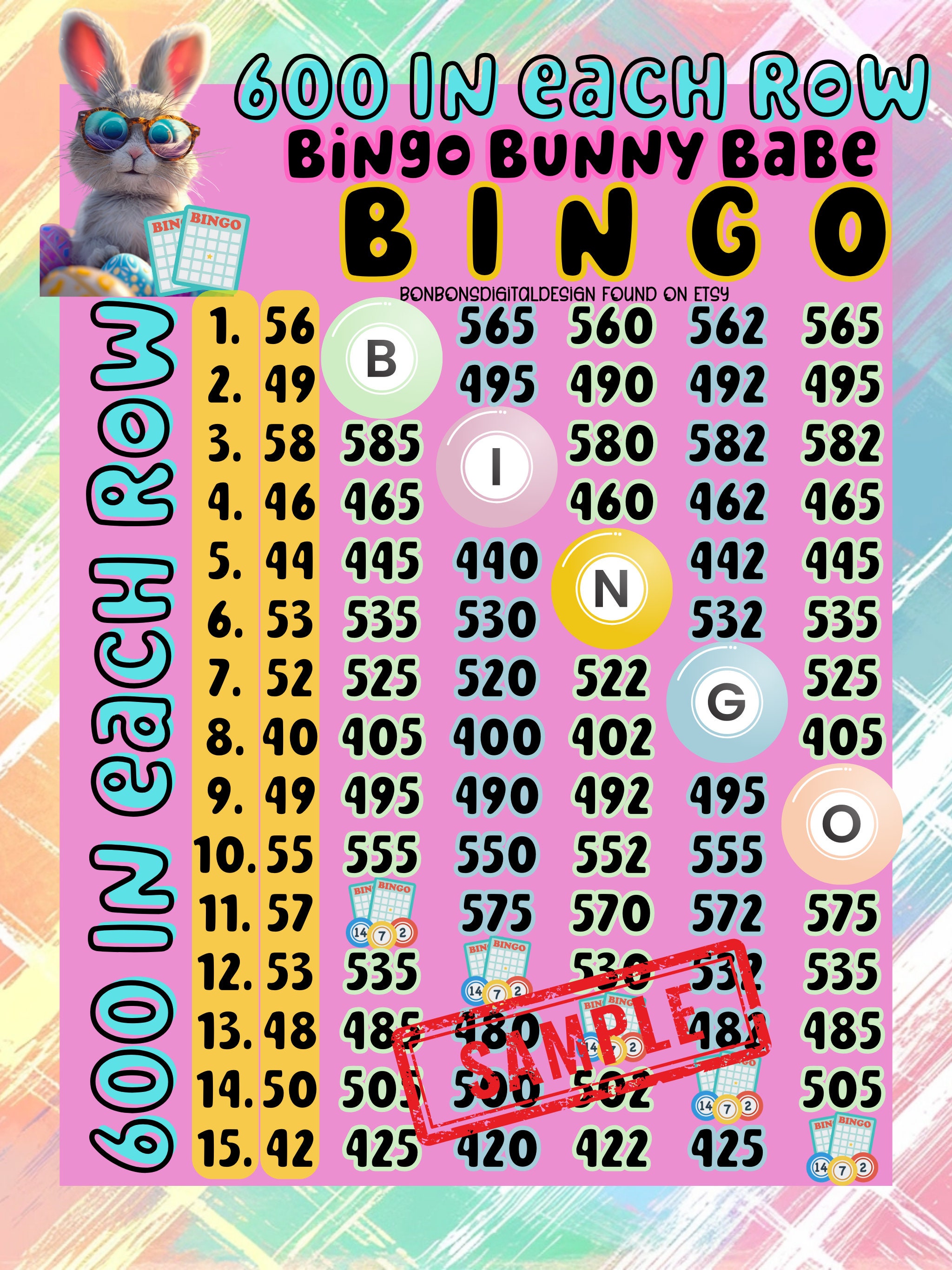 Bingo Easter 600 in Each Row Profit PYP HR 15 Line Bingo Board - Etsy