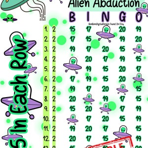 25 in Each Row Alien Abduction 15 Line Bingo Board, PYP Bingo Board ...