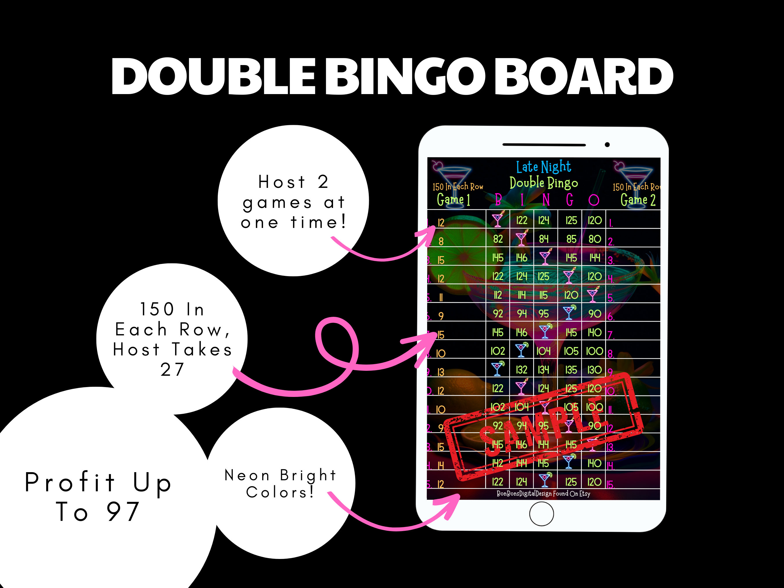 Double Bingo 150 WTA PYP 15 Line Bingo Board - Etsy