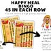 45 PYP WTA 15 Line Bingo Board, 45 in Each Row Bingo - Etsy