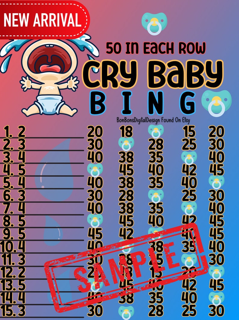 50 in Each Row 15 Line Bingo Board, Pyp Themed Bingo - Etsy