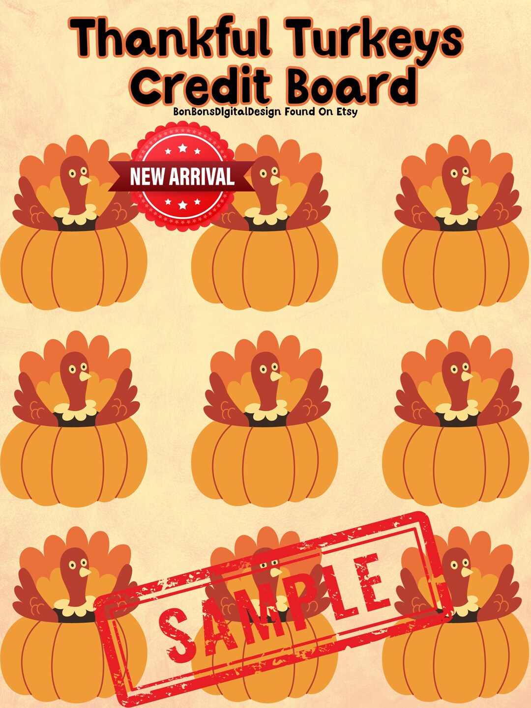 Credit Board for Digital Bingo Board Hosting , Thanksgiving Credit ...