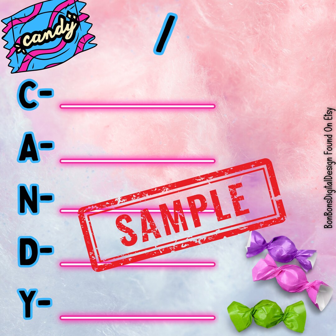 Candy Bingo Mini Board for Online Bingo Hosting, Bingo Boards, WTA PYP ...