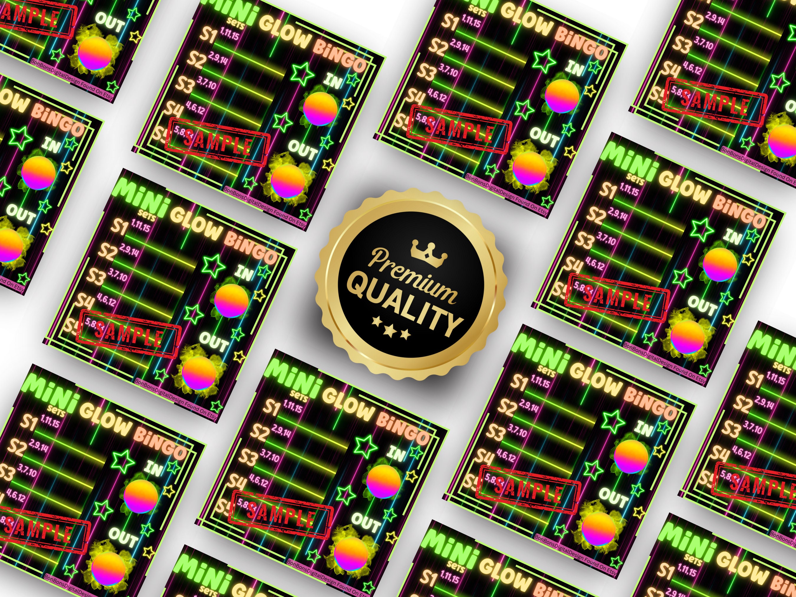 Glow Sets Mini Bingo Board for Online Bingo Hosting, Bingo Boards, WTA ...