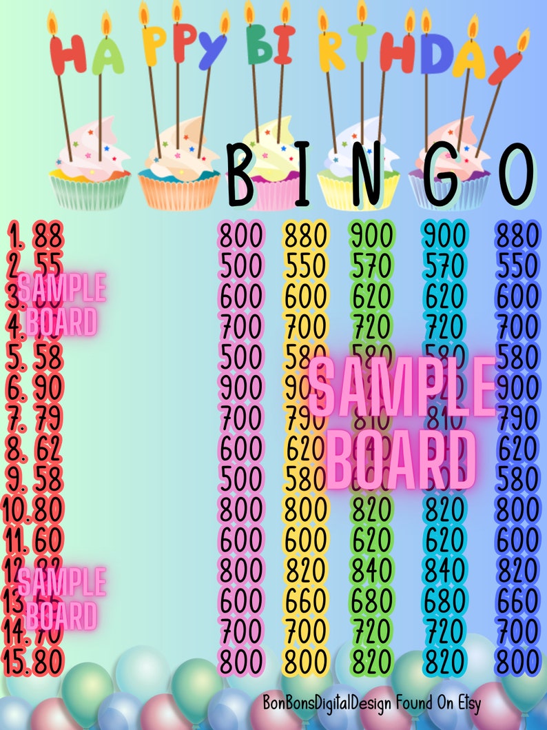 Happy Birthday Bingo 15 Line Bingo Board, WTA PYP Bingo, Birthday ...
