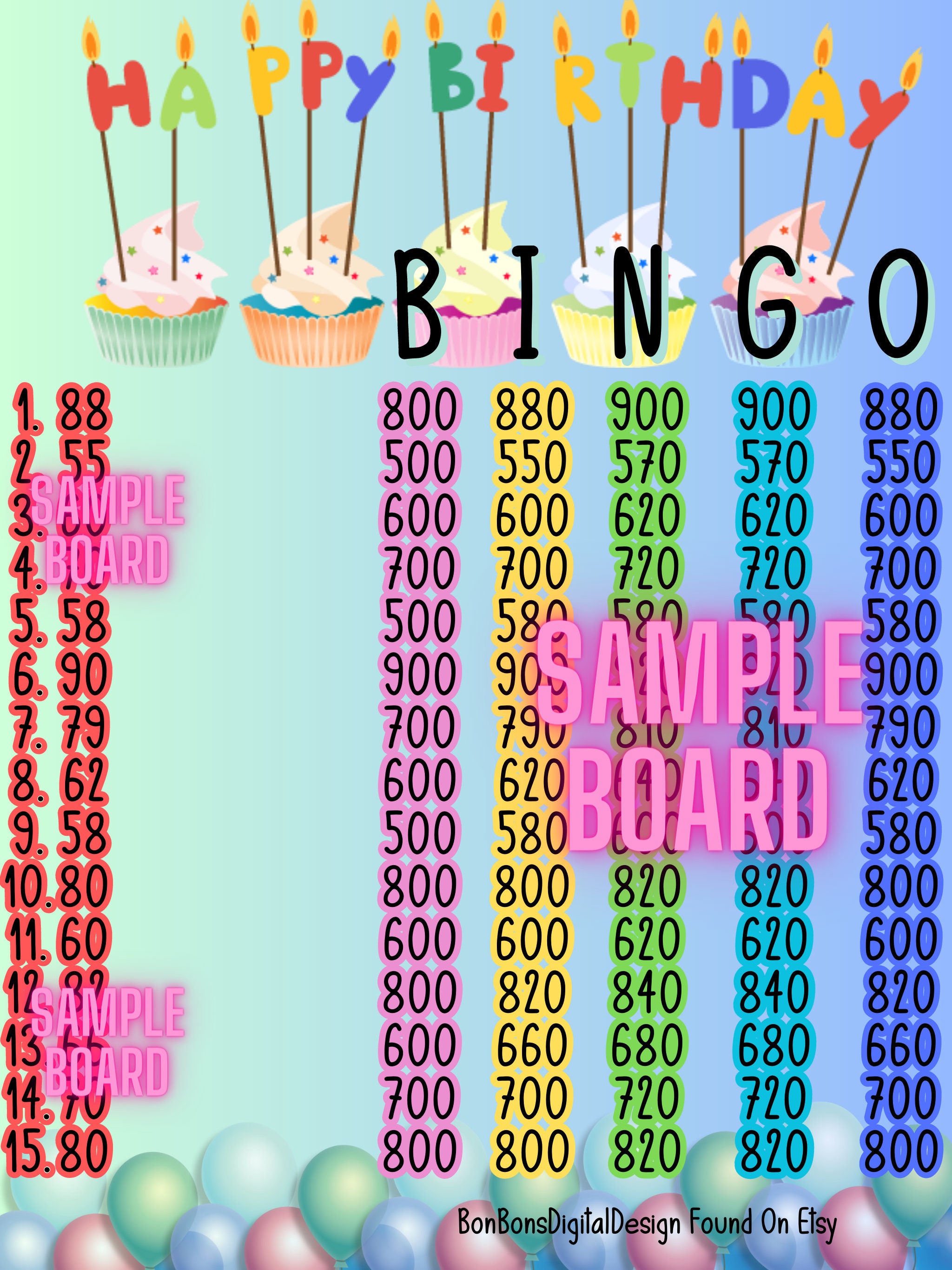 Happy Birthday Bingo 15 Line Bingo Board, WTA PYP Bingo, Birthday ...