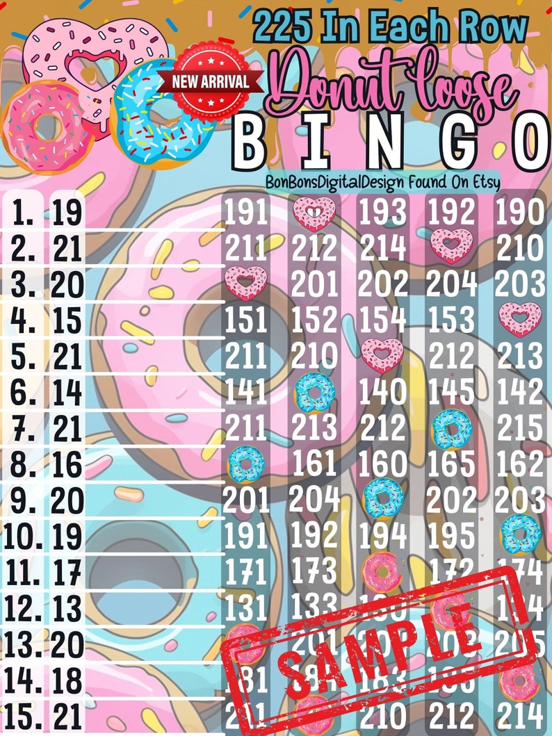 Bingo PYP Pro WTA 15 Line Bingo Board, 225 in Each Row Bingo - Etsy