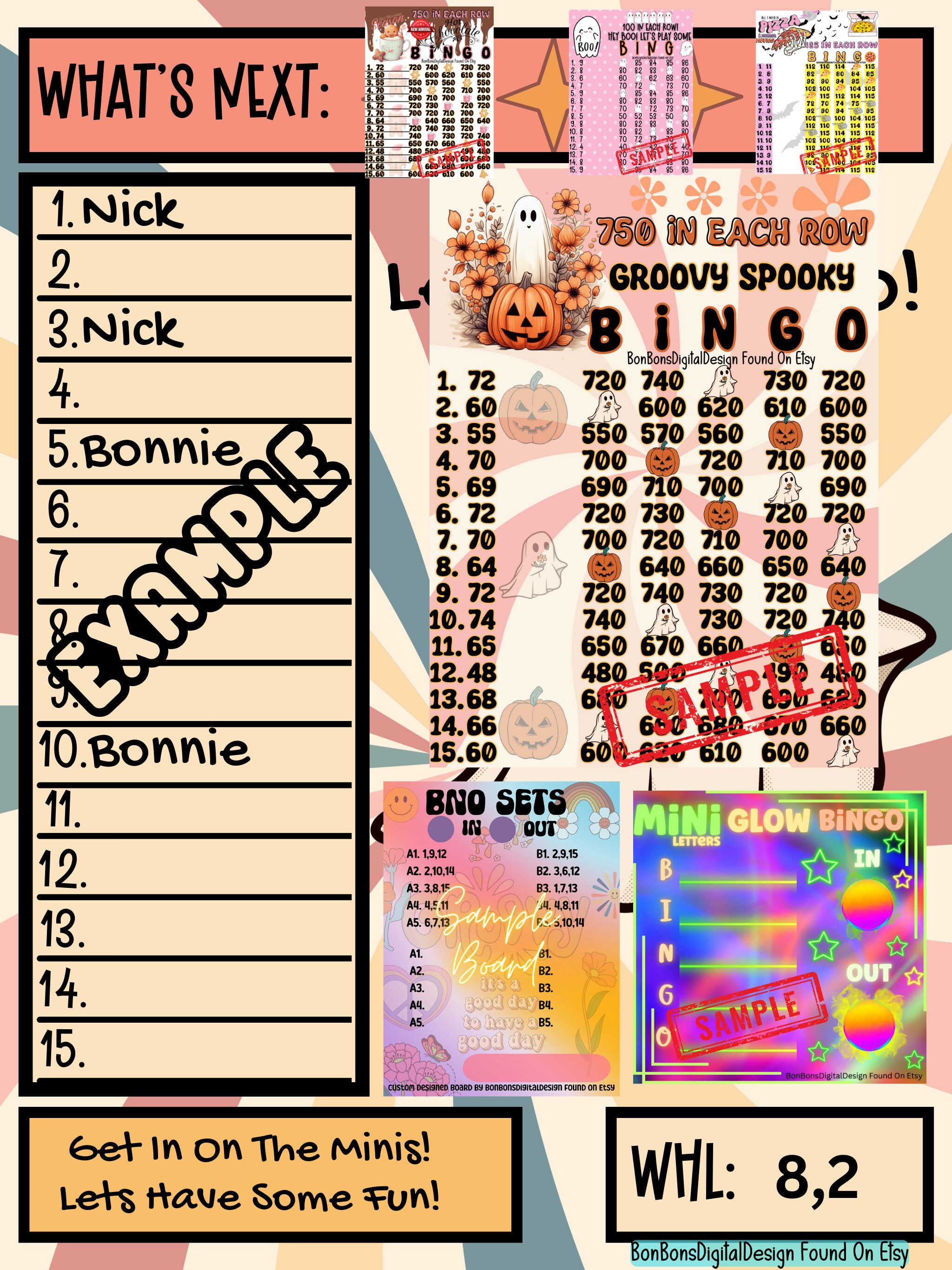 Bingo Host Organizer Template for 15 Line Bingo Board , WTA PYP Pro HR ...