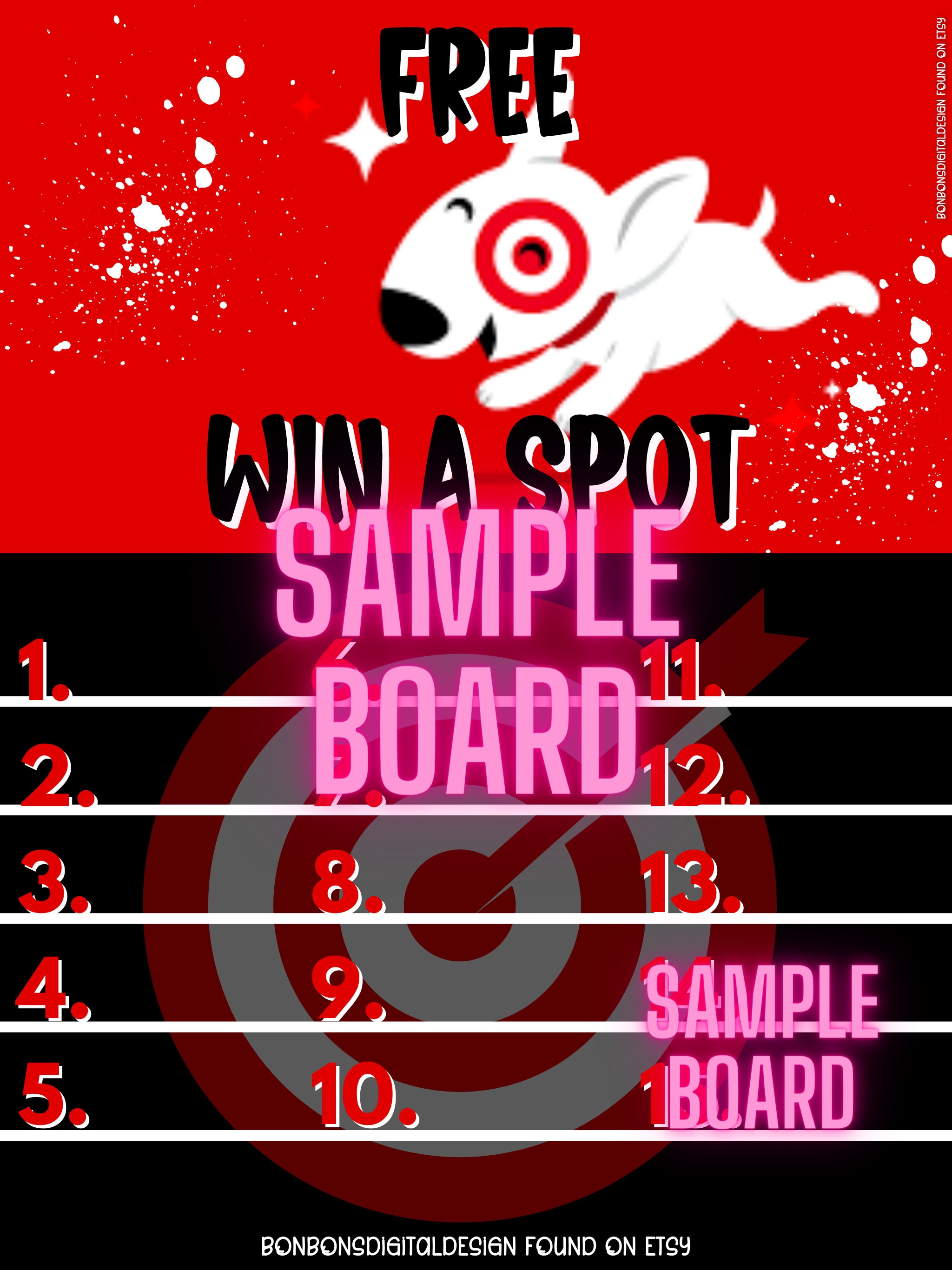 Win A Free Spot on Your Main Bingo Board Free Spot Bingo - Etsy