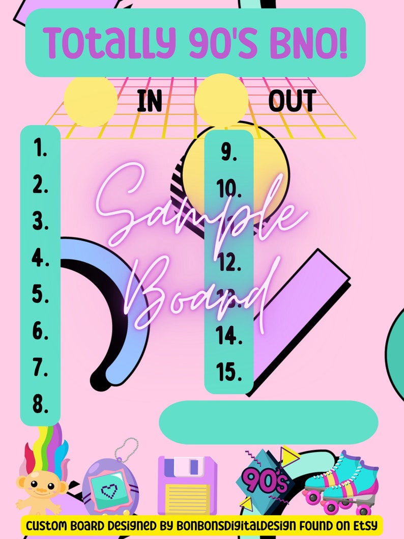 Totally 90s 15 Line Bingo Board - Etsy
