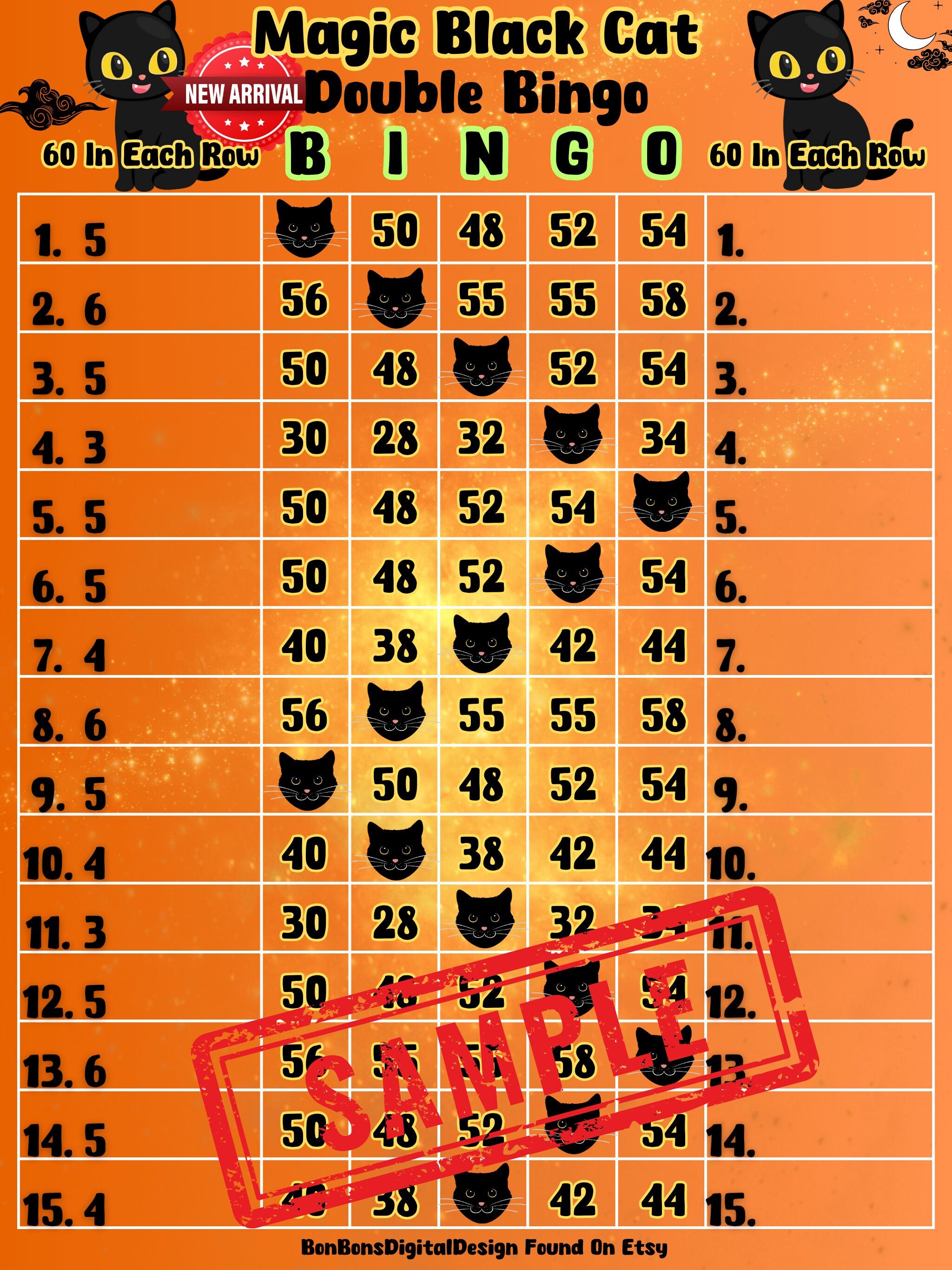 Double Bingo 60 PYP Pro WTA 15 Line Bingo Board - Etsy