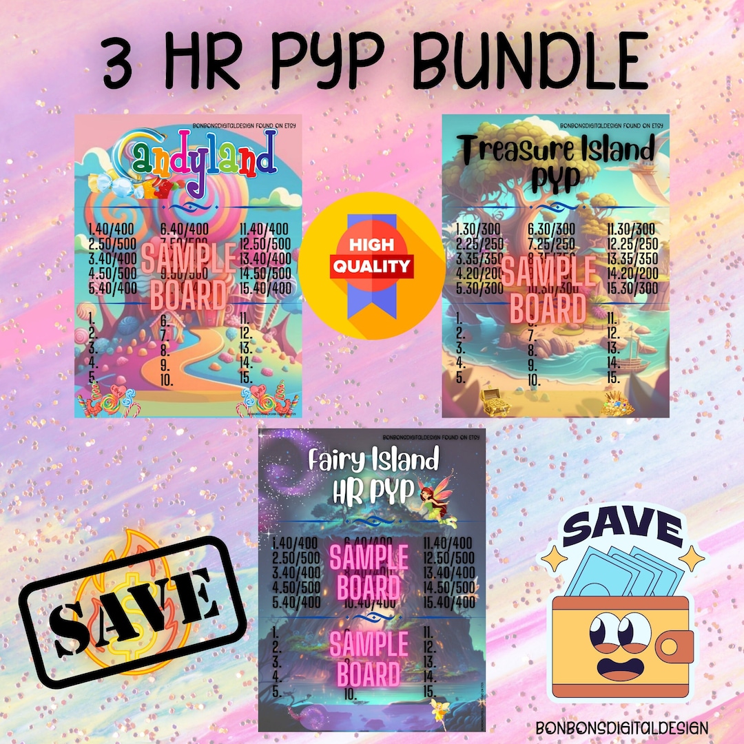 3 Pack Bundle Deal HR PYP Bingo Boards, Island Bingo Boards, Bundle ...