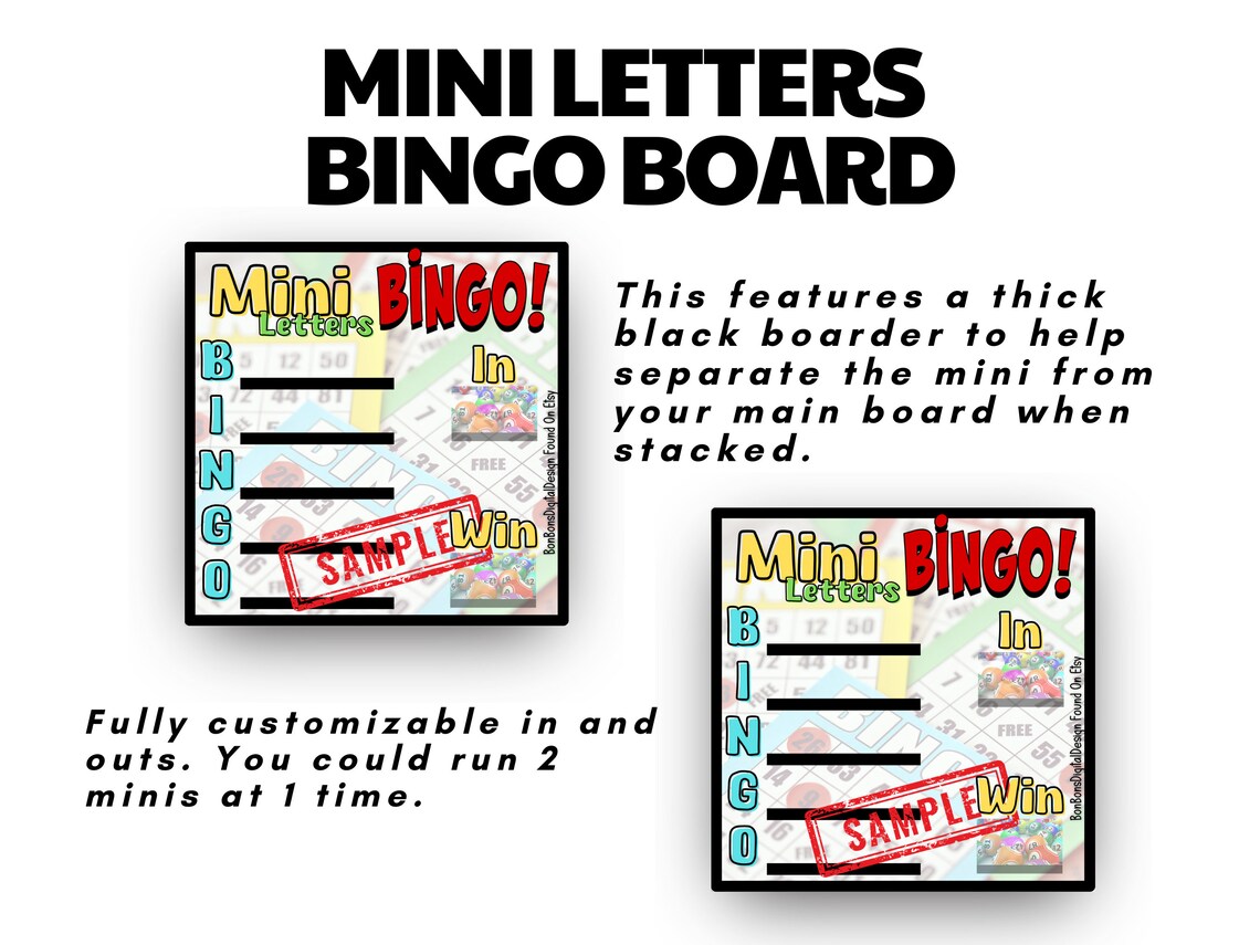 Mini Bingo Letters Bingo Board, Customizable Bingo Board - Etsy