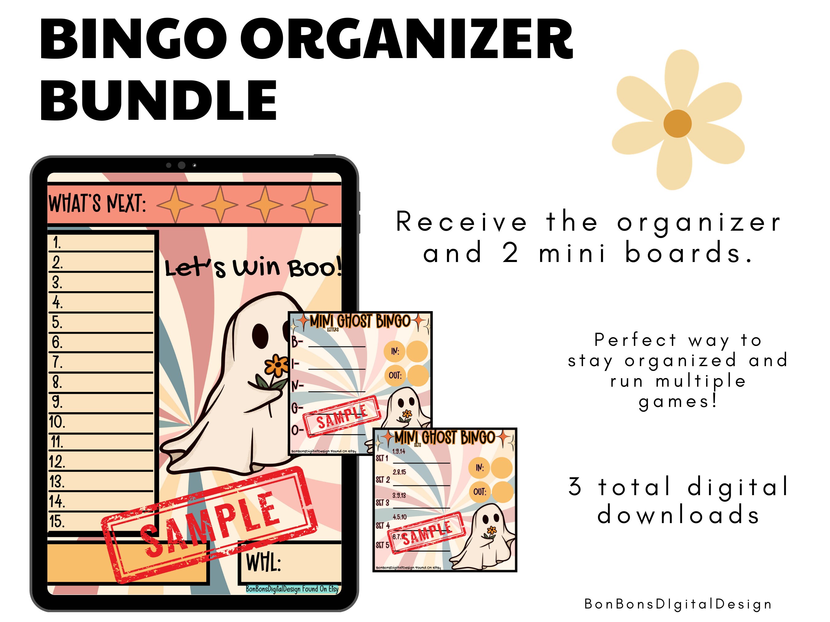 Mini Bingo Letters Sets and Organizer Bingo Board Bundle, Customizable ...