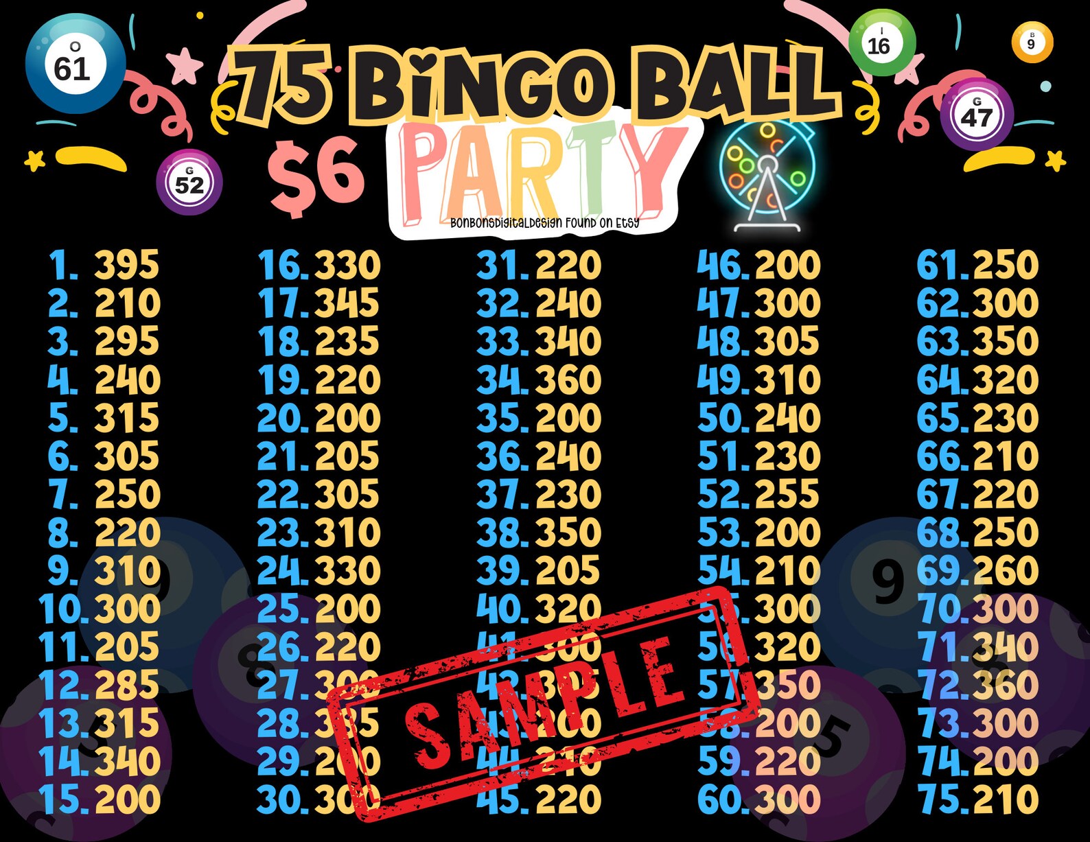 Last Ball Standing 75 Ball Bingo Board - Etsy