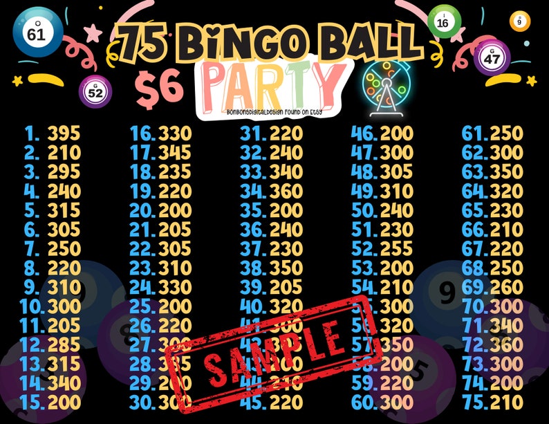 Last Ball Standing 75 Ball Bingo Board - Etsy