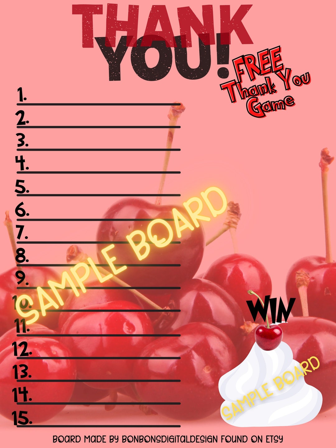 Thank You 15 Line Bingo Board, Appreciation Bingo Board - Etsy