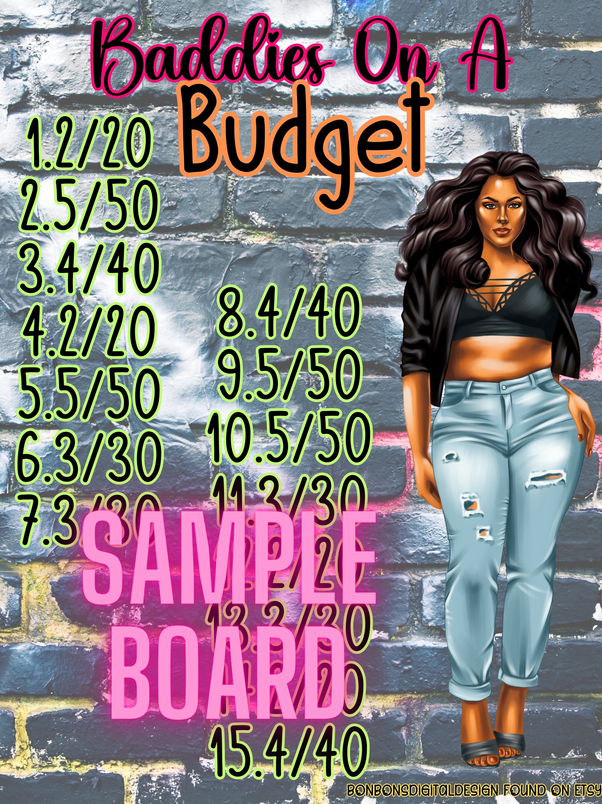 Baddies on A Budget PYP 15 Line Bingo Board - Etsy