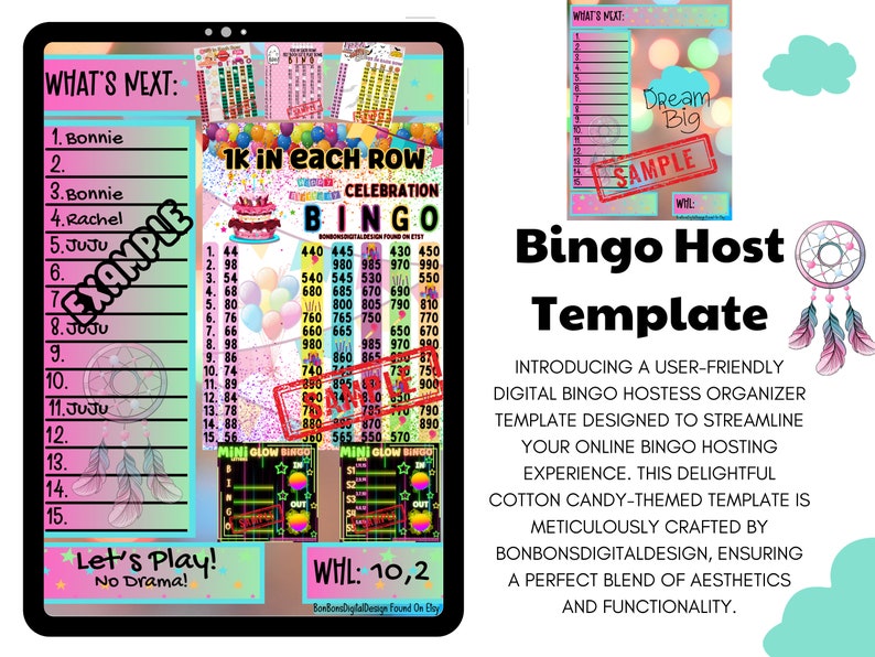 Bingo Host Organizer Template for 15 Line Bingo Board , WTA PYP Pro HR ...