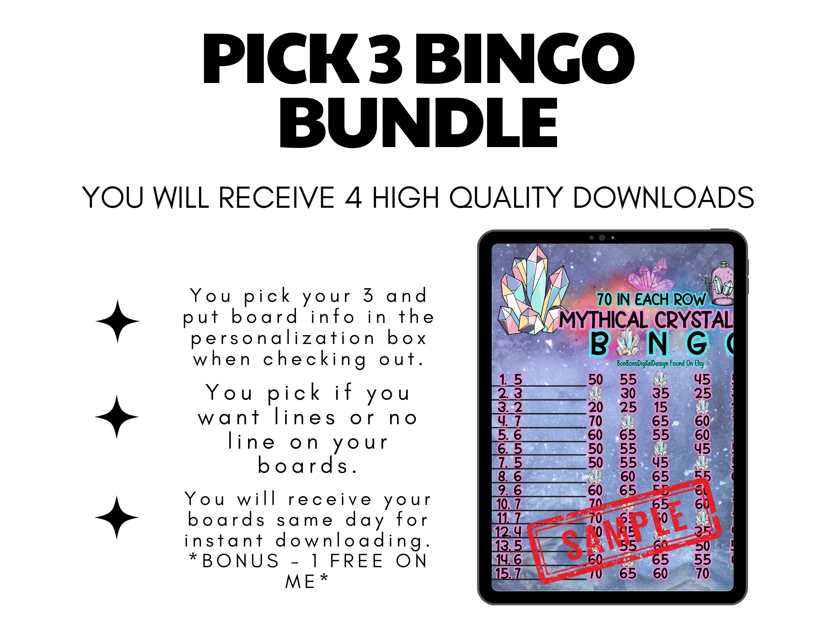 Bingo Board Bundle Buy 3 Get 1 FREE , PYP WTA Pro Hr 15 Line Bingo ...