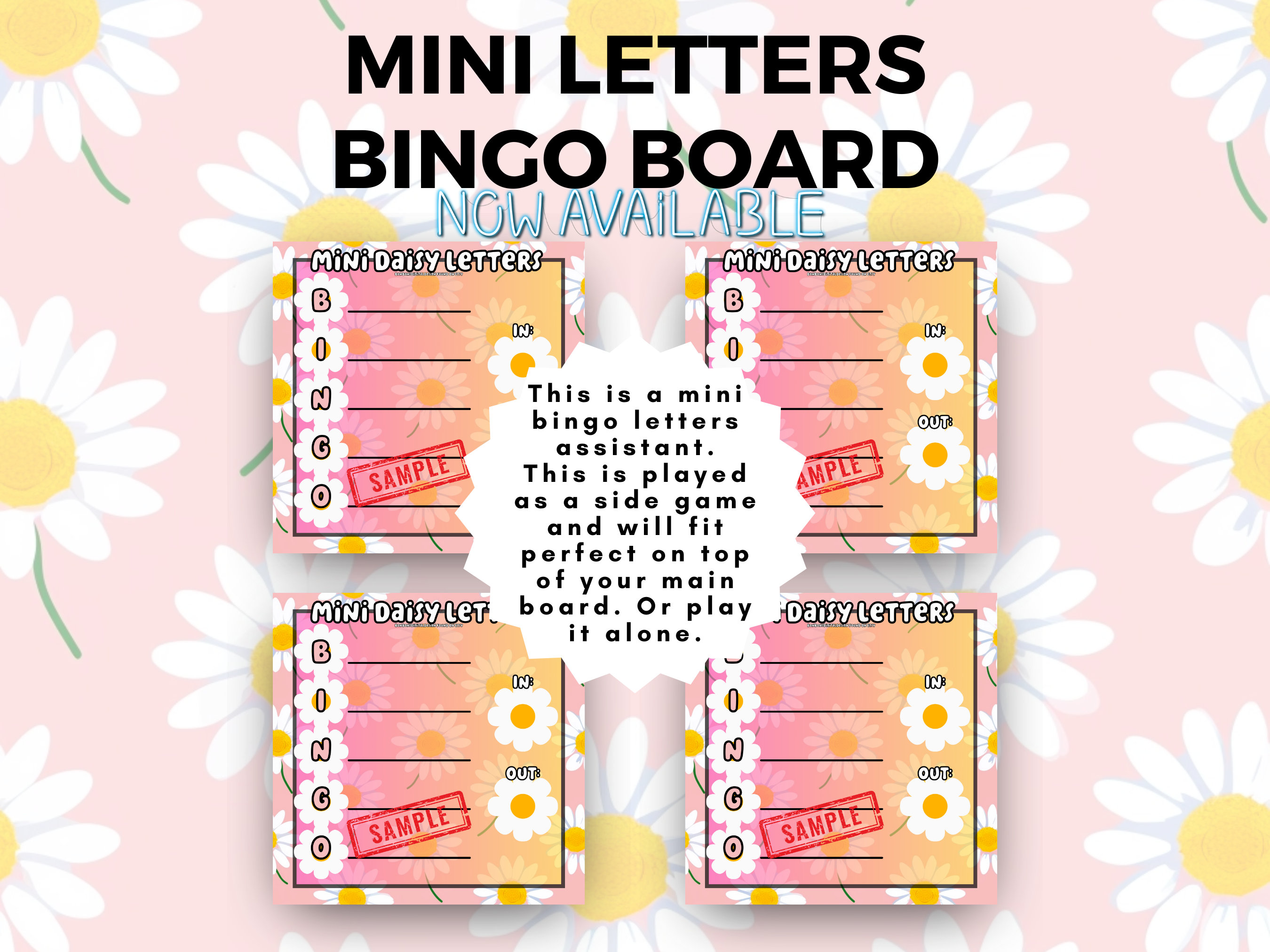 Mini Letters Bingo Board for Online Bingo Hosting, Bingo Boards, WTA ...