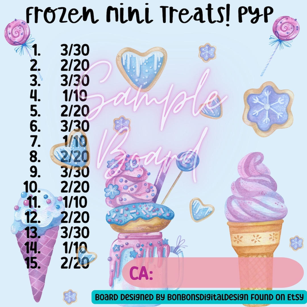 Frozen Mini Treats Pick Your Pay 15 Line Bingo Board - Etsy