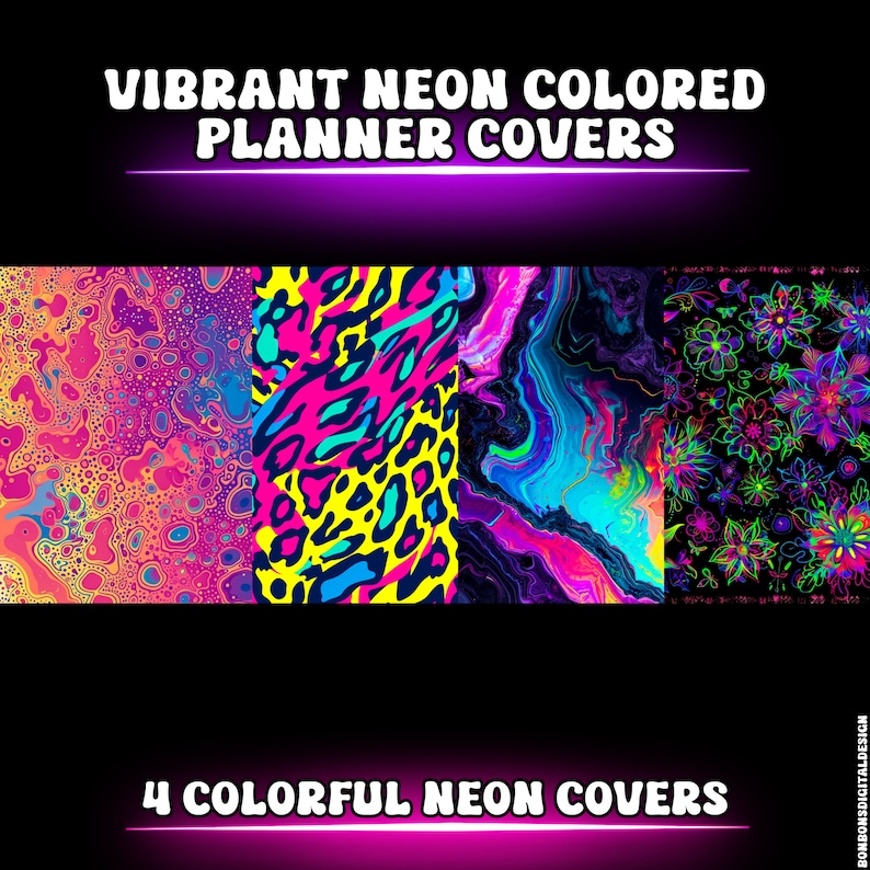 Vibrant Neon Planner Pages and Covers for Goodnotes, Daily Life Tracker ...