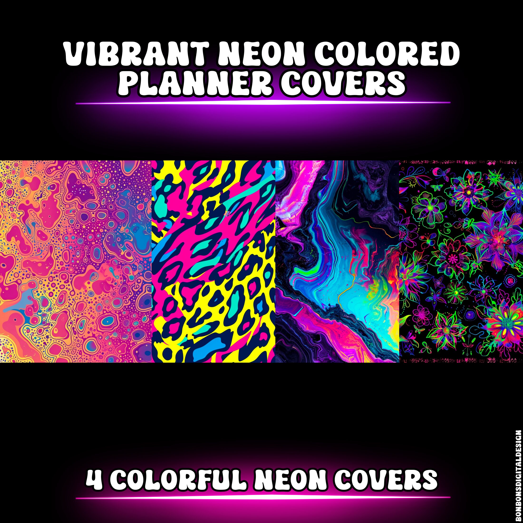 Vibrant Neon Planner Pages and Covers for Goodnotes, Daily Life Tracker ...