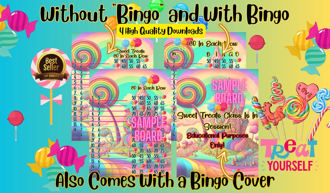 Sweet Treats 80 WTA 15 Line Bingo Board, Winner Takes All Bingo - Etsy