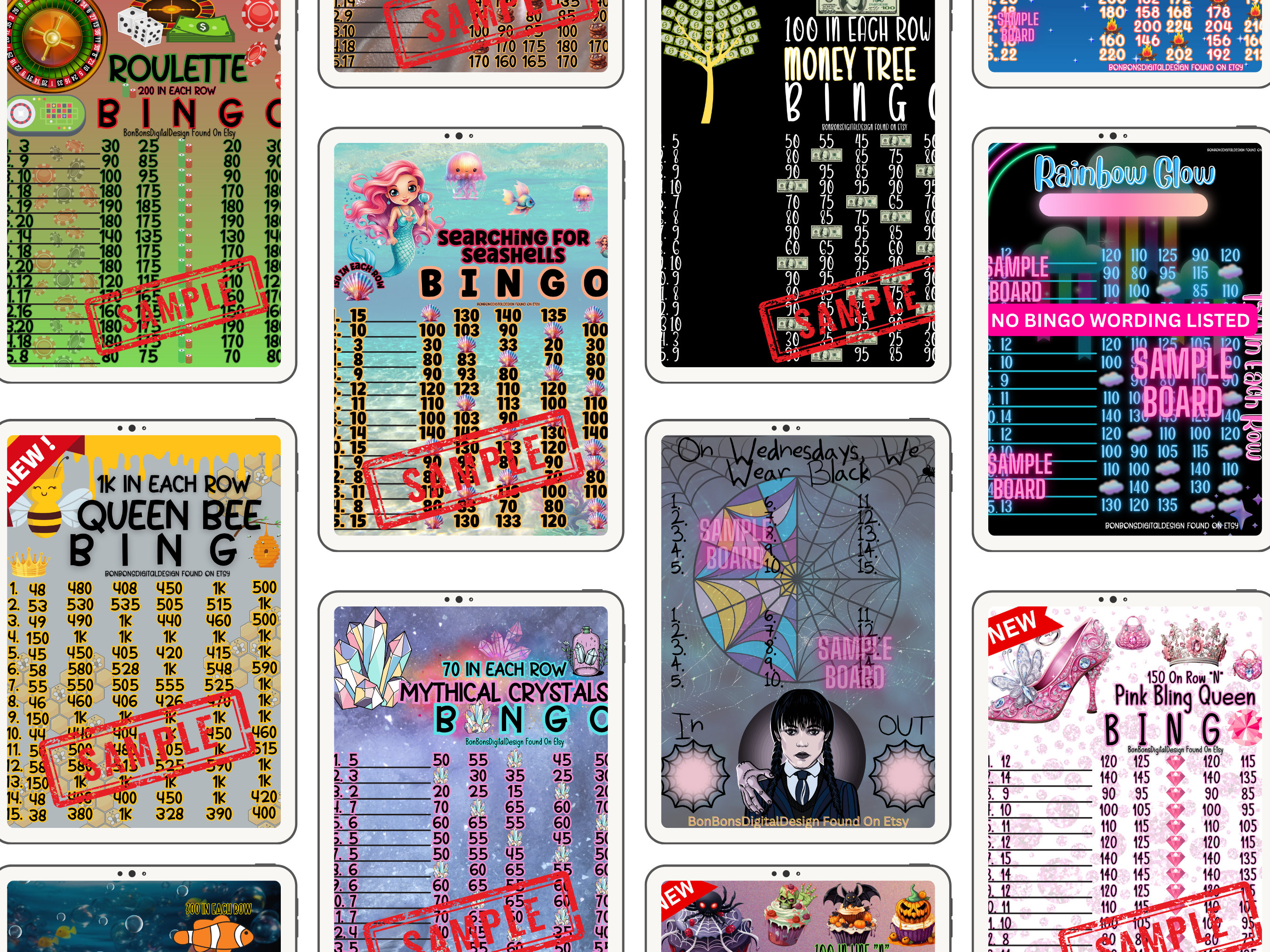 Bingo Board Bundle Buy 3 Get 1 FREE , PYP WTA Pro Hr 15 Line Bingo ...