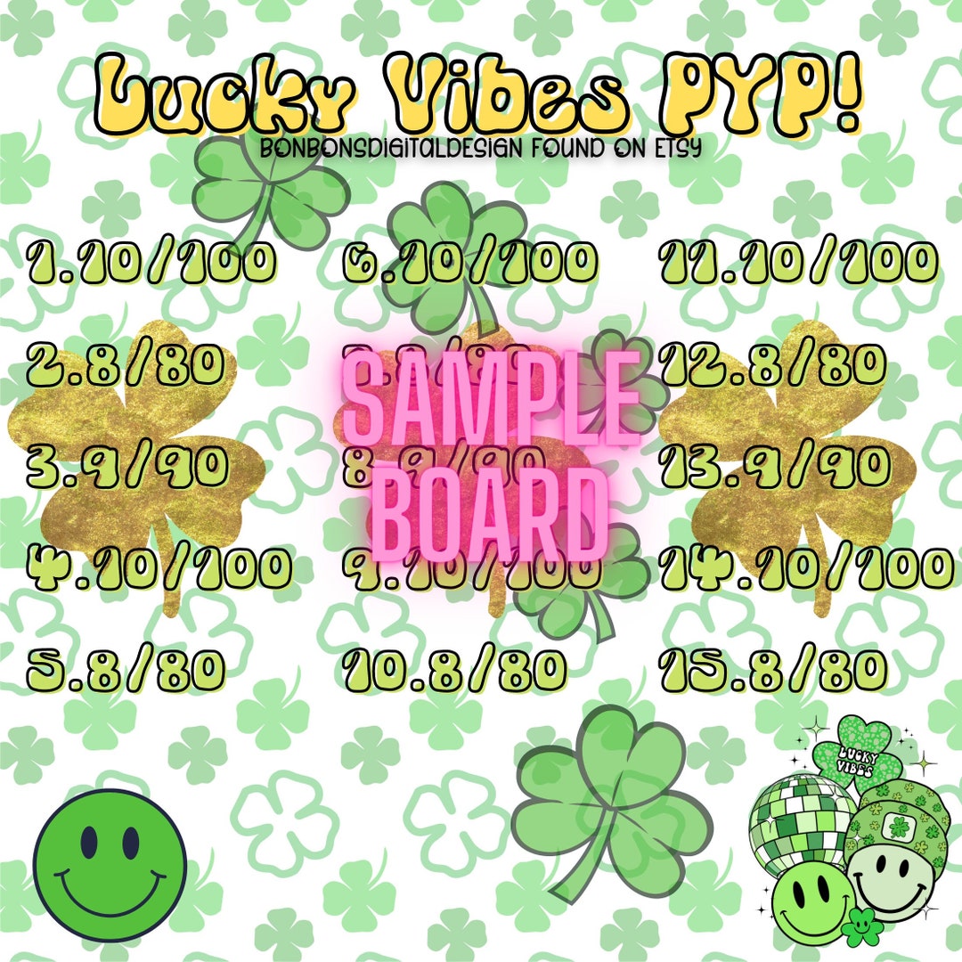 Lucky Vibes PYP 15 Line St Patricks Day Bingo Board , Good Luck Bingo ...