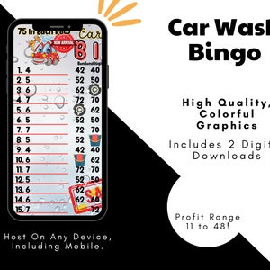 75 in Each Row WTA PYP Car Wash 15 Line Bingo Board - Etsy