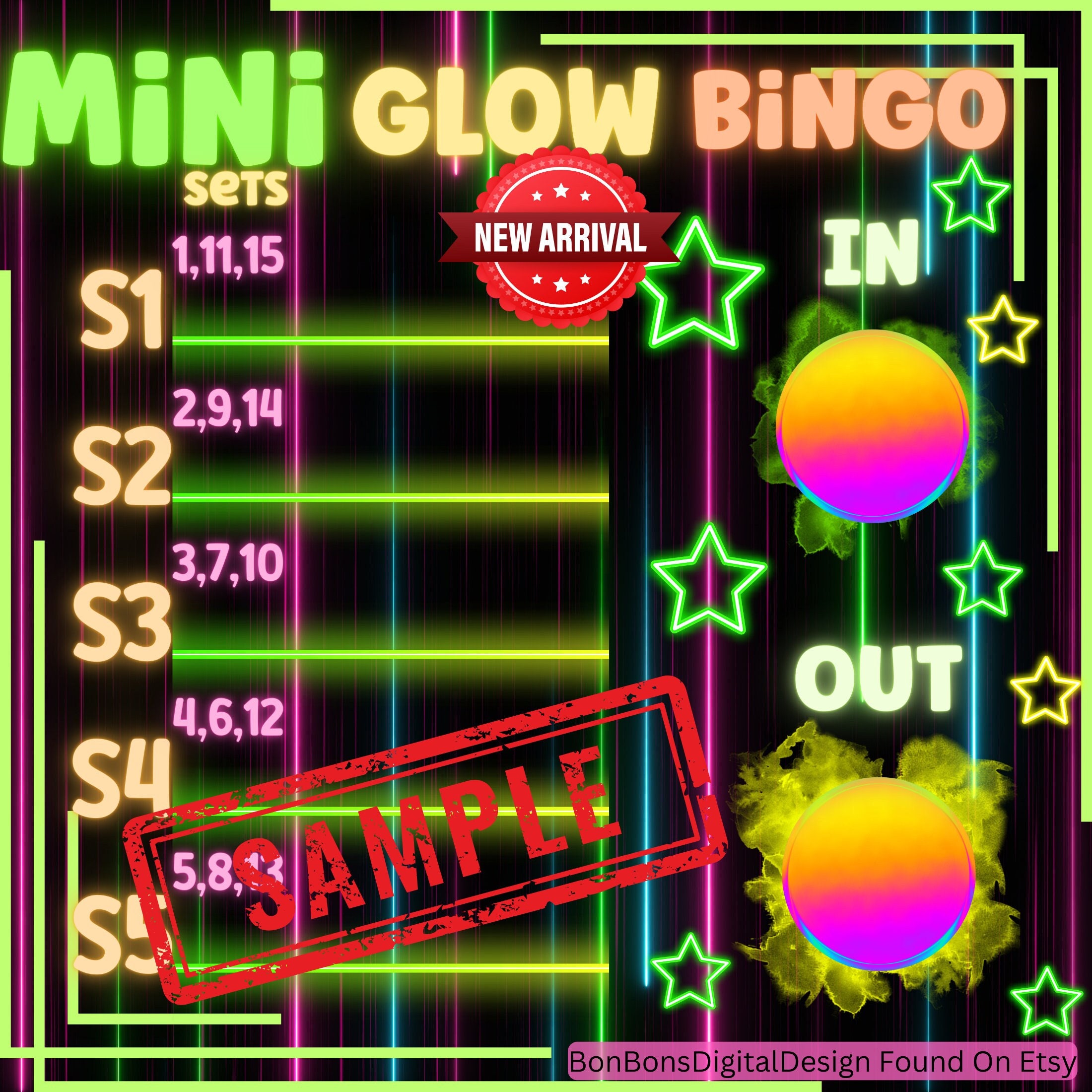 Glow Sets Mini Bingo Board for Online Bingo Hosting, Bingo Boards, WTA ...