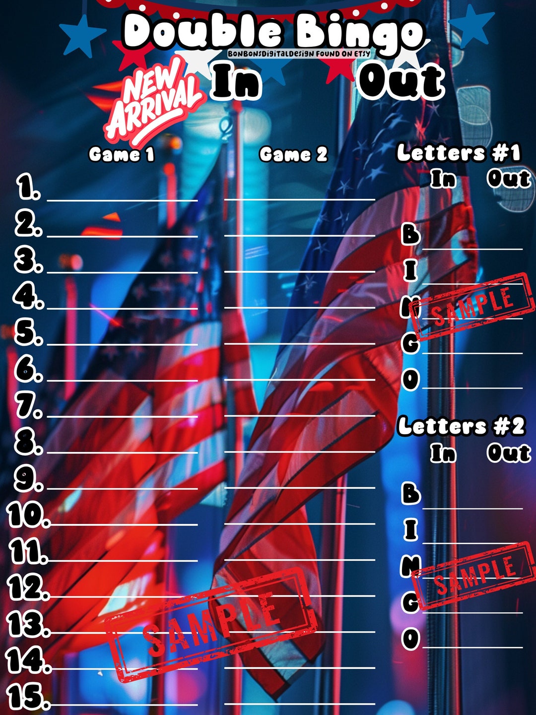 Custom Double Bingo Letters PYP Pro WTA 15 Line Bingo Board ...