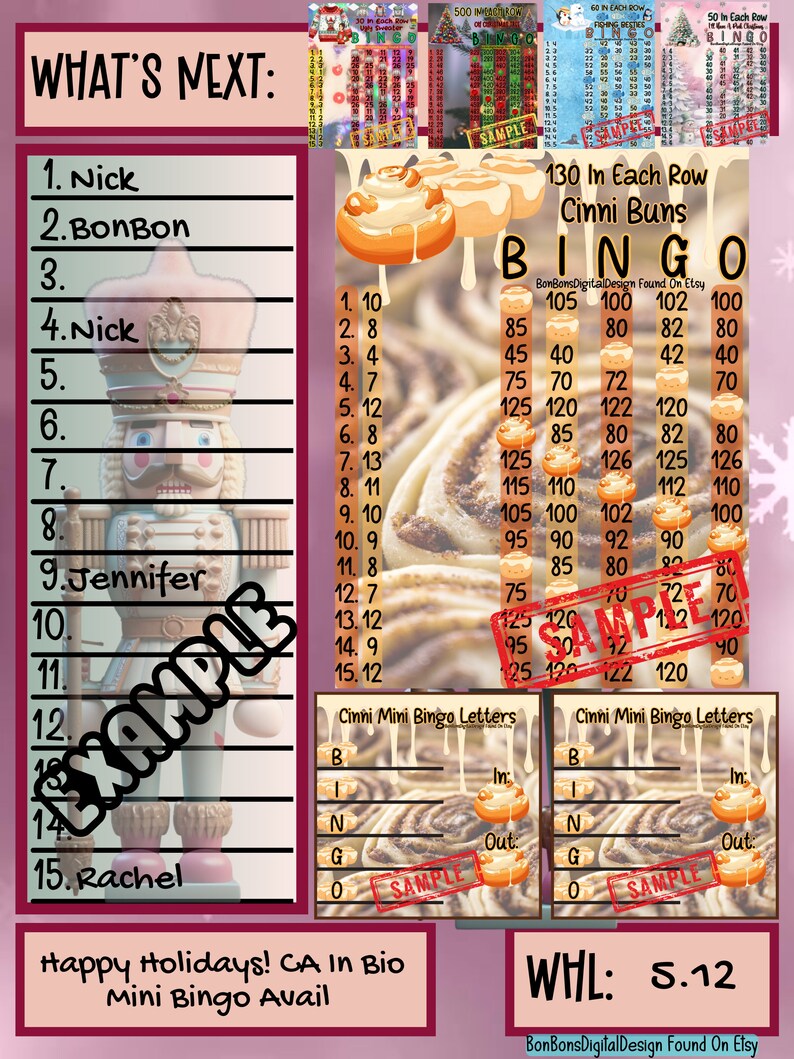 Bingo Host Organizer Template for 15 Line Bingo Board , WTA PYP Pro HR ...
