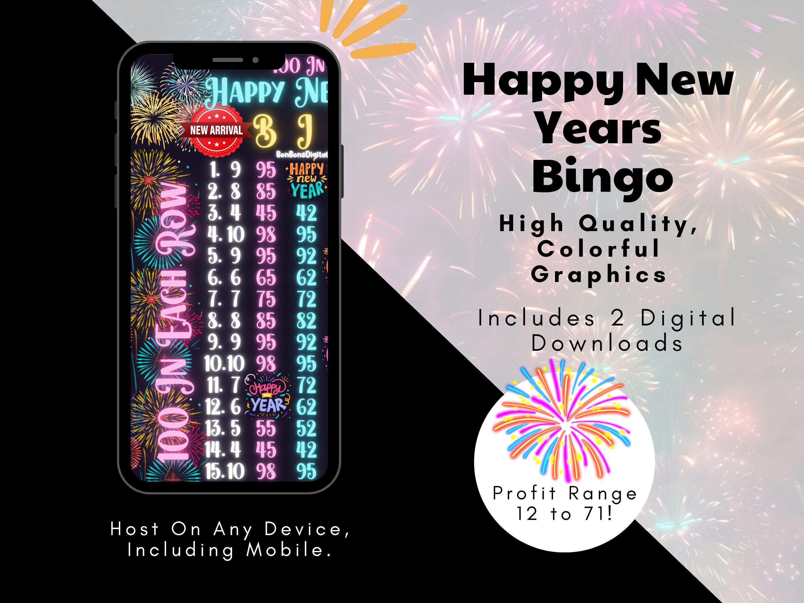 PYP Pro WTA Bingo , New Years Bingo, 100 in Each Row - Etsy