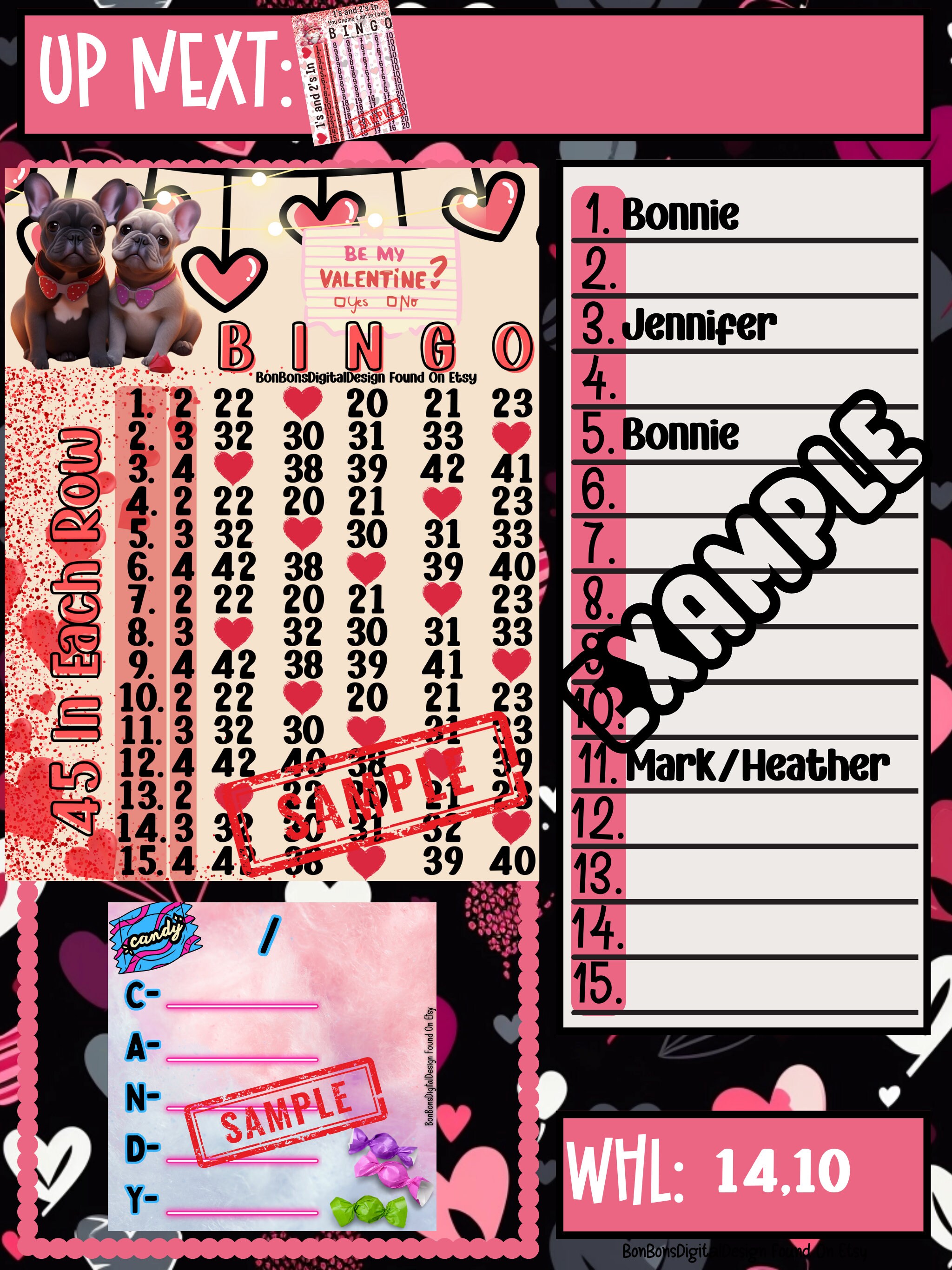 Bingo Host Organizer Template for 15 Line Bingo Board , WTA PYP Pro HR ...