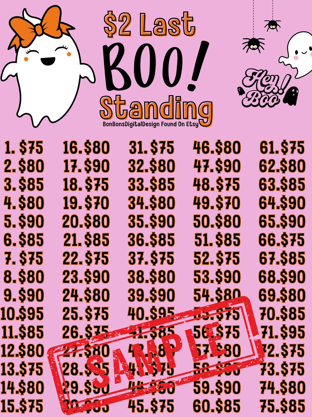 Last Boo Standing 75 Ball Bingo Board , Halloween Bingo - Etsy