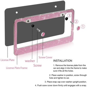 2 Pack Barbie Pink Crystal Bling License Plate Frames With Screw Cap ...