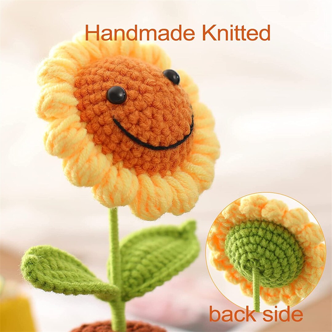 Handcrafted Crochet Smiley Sunflowers: Charming Home & Office - Etsy